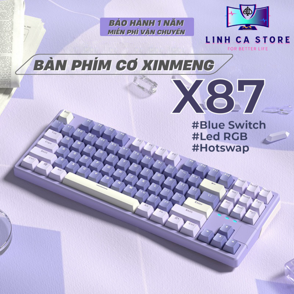 Bàn Phím Cơ Xinmeng X87 Blue Switch Led Rgb Có Hotswap 87 Phím | Shopee ...