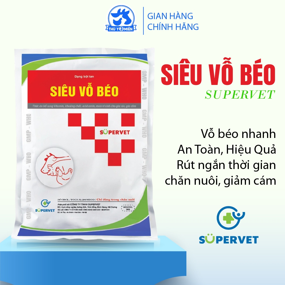 Siêu Vỗ Béo Vật Nuôi SUPERVET Bổ Sung Dinh Dưỡng Cho Gia Súc, Gia Cầm ...