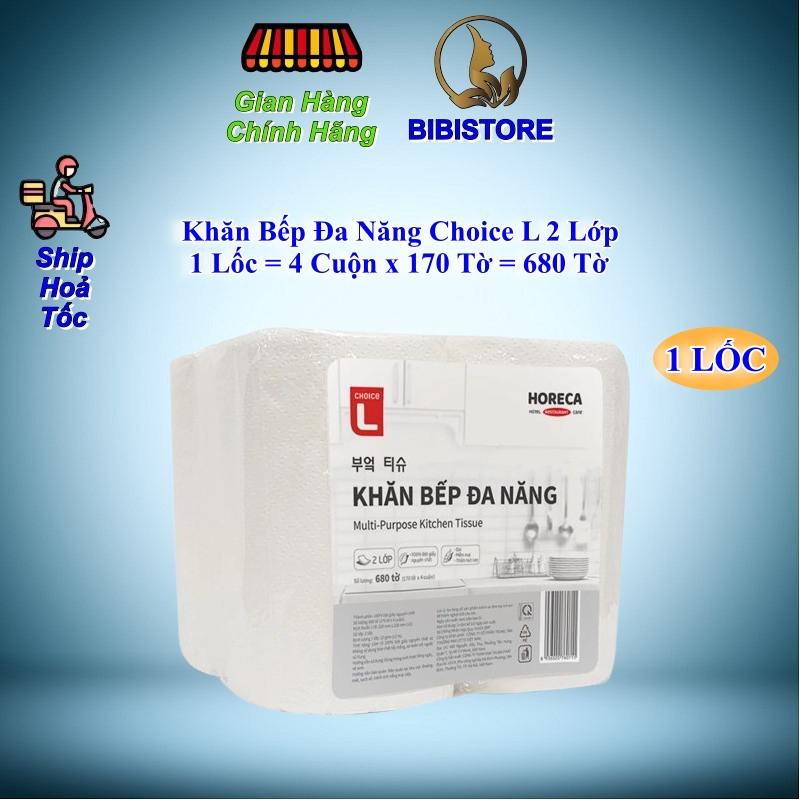 LOTTE_Lốc 4 Cuộn Khăn Bếp Đa Năng Choice L 2 Lớp 680 Tờ (Bibistore TB ...
