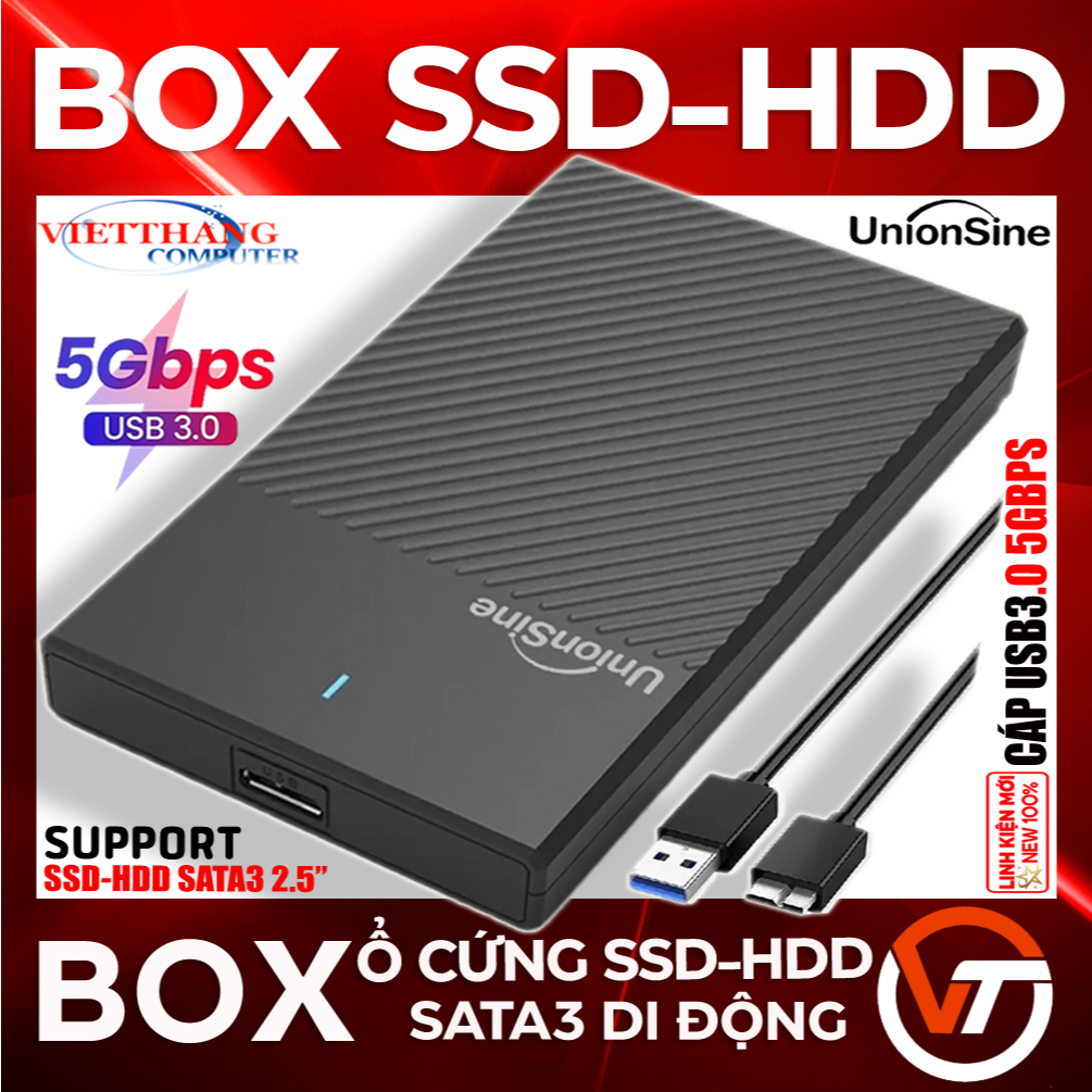 Box Ổ Cứng Unionsine - Hộp đựng ổ cứng SSD HDD SATA3 2.5 inch USB 3.0 ...