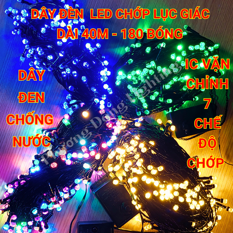 Dây đèn LED chớp Lục Giác 40m - 180 bóng Trang trí Noel - Lễ - Tết ...
