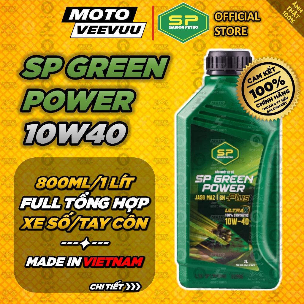 [MTVV] Dầu nhớt xe số Saigon Petro - SP Green Power Plus 10W40 API SN 1 Lít 800ML | Shopee Việt Nam