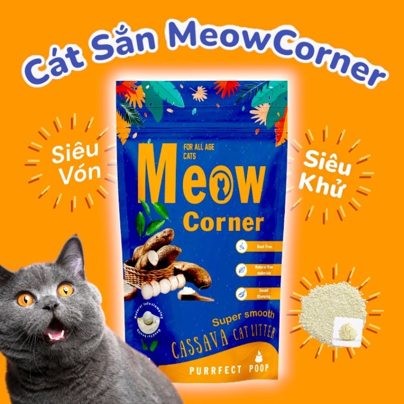 Cát Sắn Vệ Sinh Cho Mèo MEOW CORNER 7L Cao Cấp Siêu Vón Cục Không Dính Đáy | Shopee Việt Nam