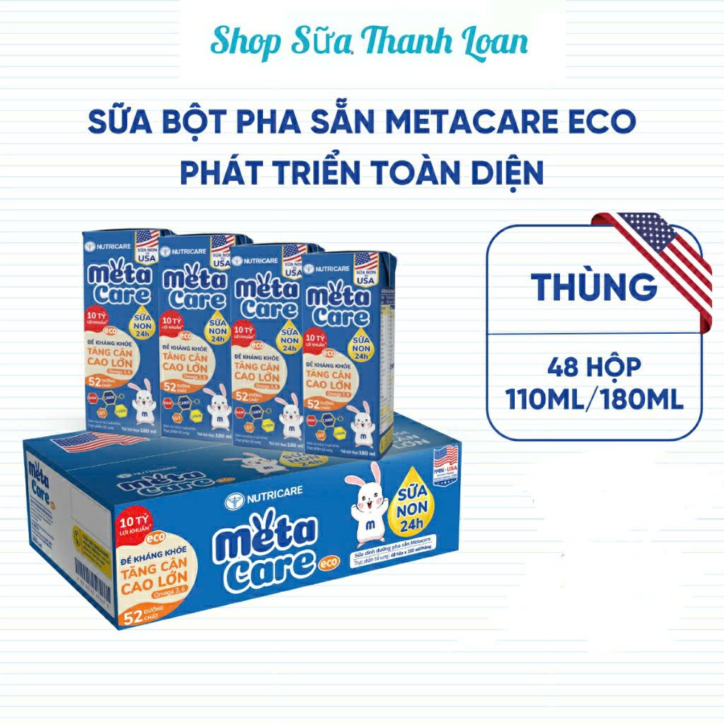 [HSD T9-2025] [Thẻ Cào Trúng Vàng] Thùng 48 Hộp Sữa Nutricare 110ml/ 180ml Metacare ECO ...