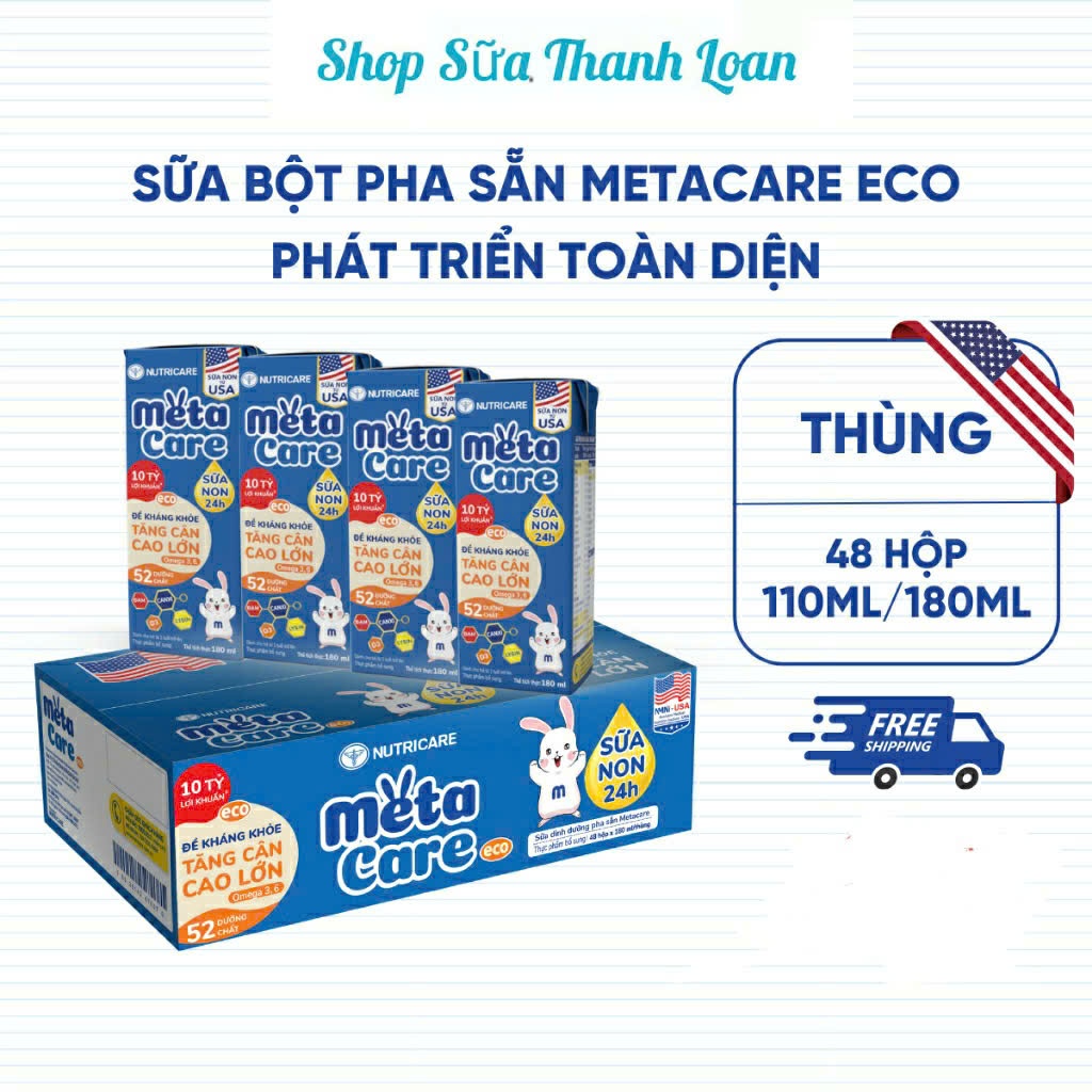 (HSD T3-2026) Thùng 48 Hộp Sữa Nước Nutricare Metacare ECO 110ml/ 180ml Phát Triển Toàn Diện ...