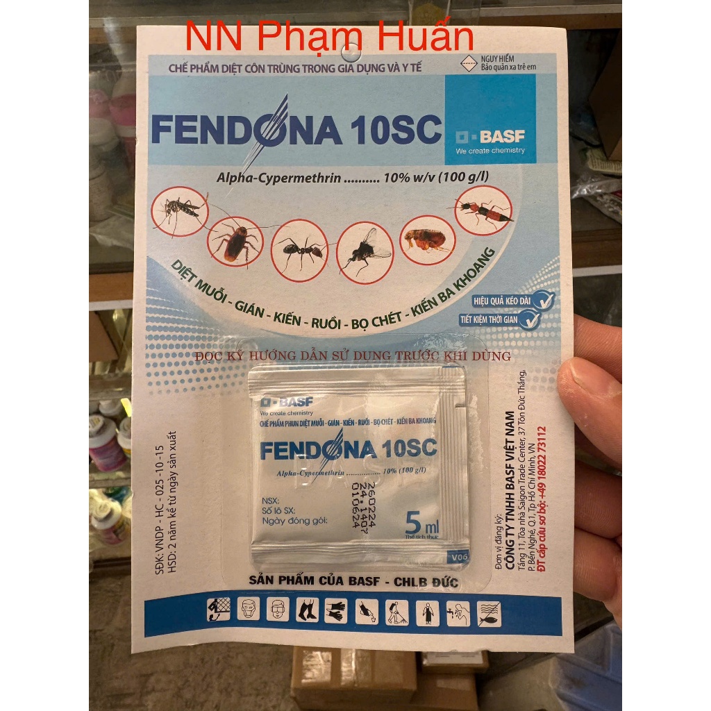 Chế phẩm diệt muỗi, côn trùng, kiến gián Fendona 10SC (gói 5ml ...