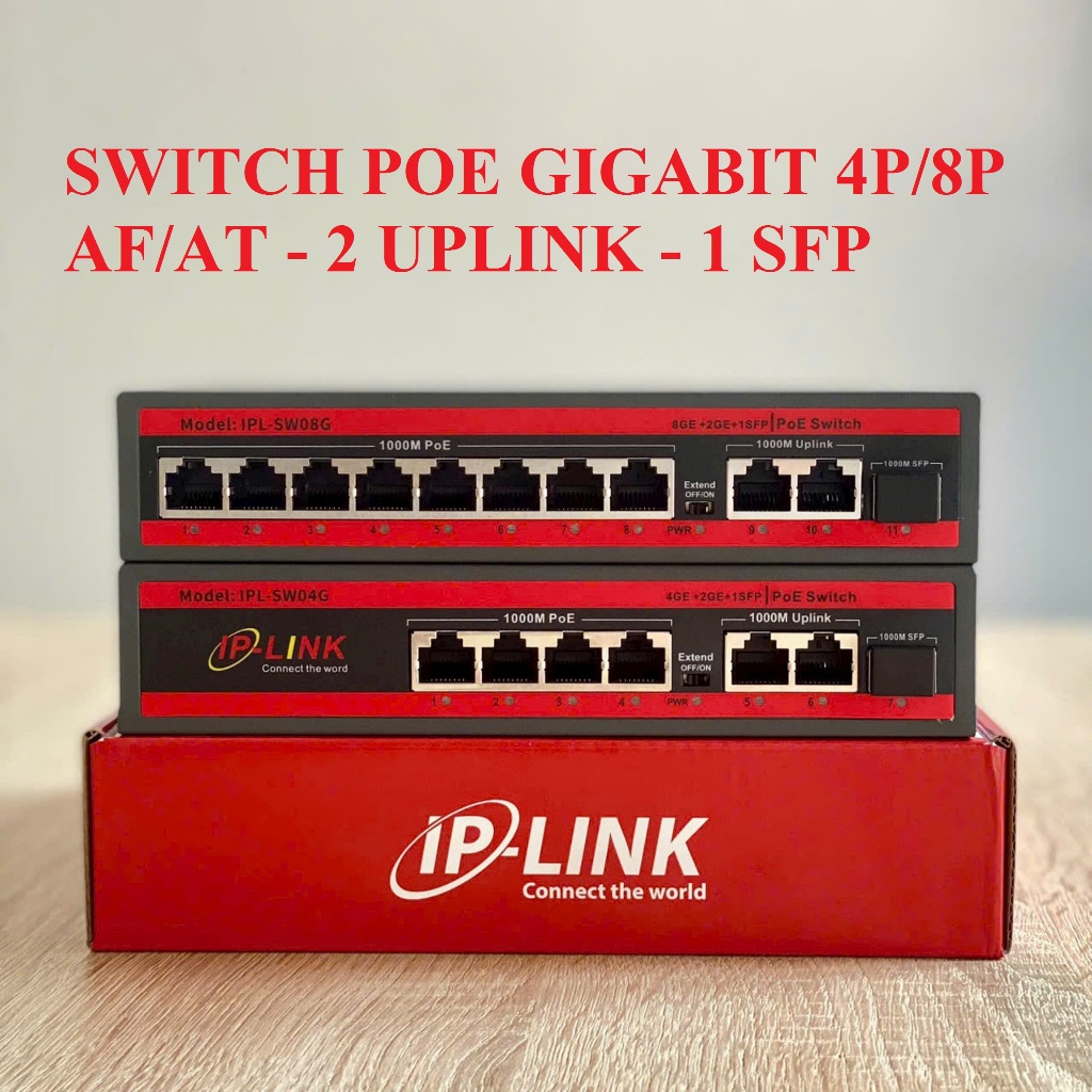 Bộ chia mạng switch IPLINK PoE, Switch PoE 4 cổng/8 cổng POE chuẩn AF ...