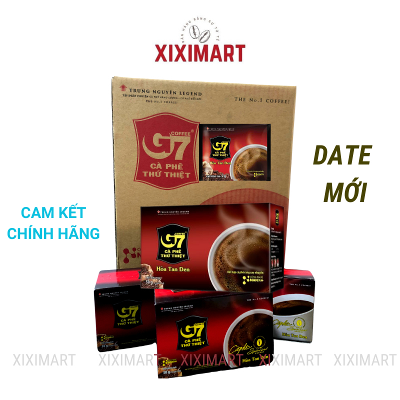 Thùng Cà phê G7 Hòa Tan Đen, 24 hộp (1 hộp x 15 gói x 2g) Trung Nguyên Legend, cafe đen không ...