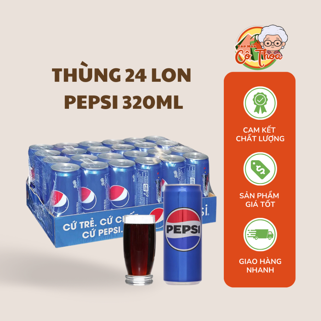 Thùng 24 Lon Nước Ngọt Pepsi Lon 320ml | Shopee Việt Nam
