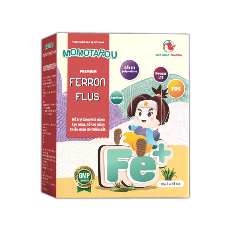 Siro MOMOTAROU PREMIUM FERRON PLUS (Hộp 20 ống) Hỗ trợ tăng khả năng ...