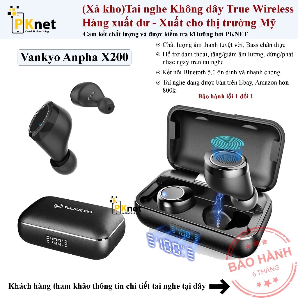 Tai nghe Không dây xuất Mỹ, Tai nghe True Wireless Vankyo Alpha X200 ...