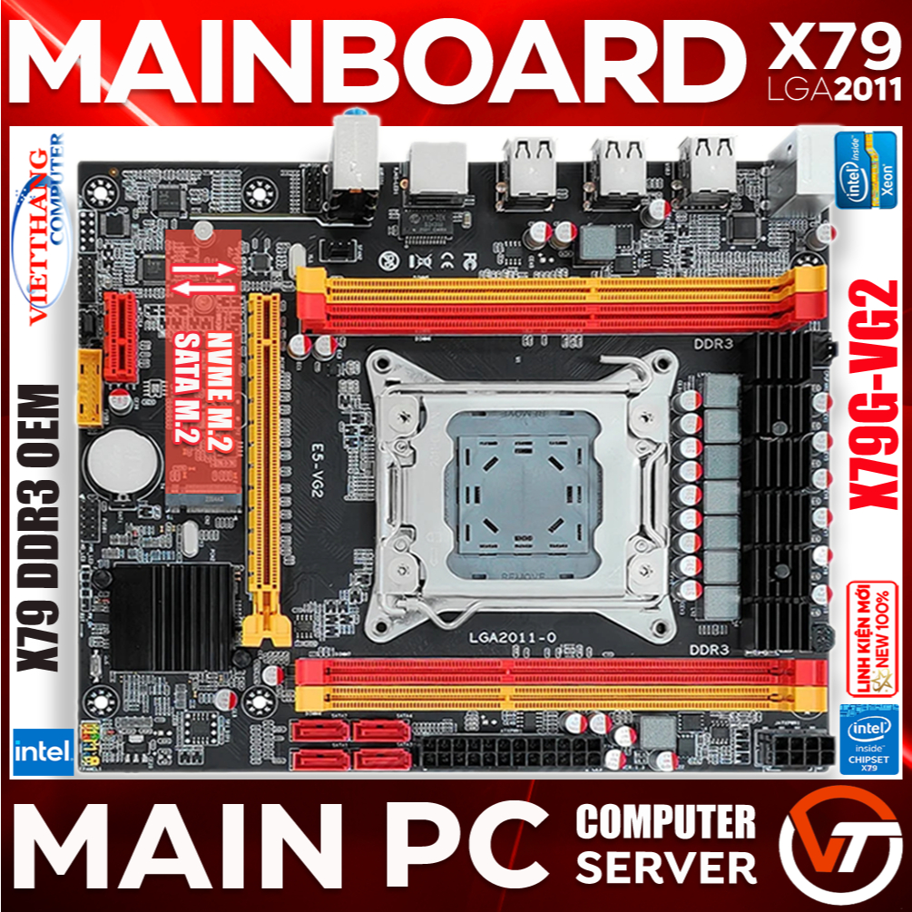 Mainboard - Main X79 Đơn CPU chạy giả lập - Main X79 VG2 Hỗ trợ socket ...