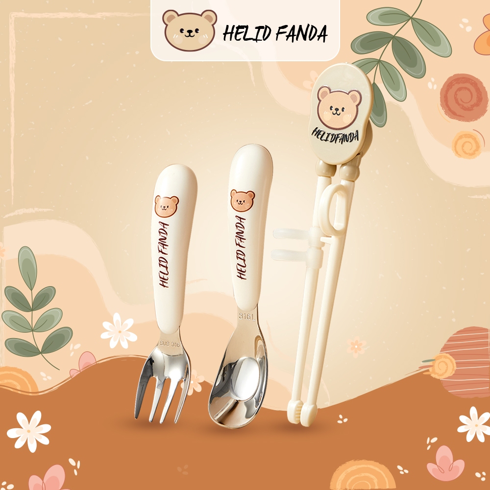 Bộ Đũa Thìa Dĩa Helid Fanda Cho Bé Tập Ăn Dặm Inox 316 Cao Cấp Sự Kết ...