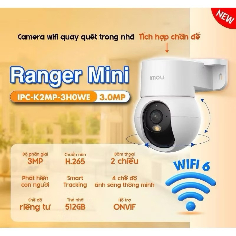 Camera Imou Ranger Mini 3Mpx 2K, mã mới ra mắt nhỏ gọn, thông minh ...