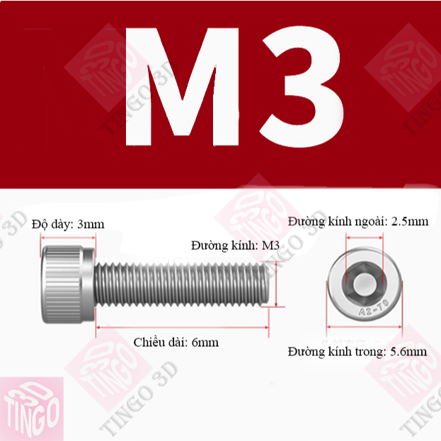 Ốc - Bulong Lục Giác Inox 304 Đầu Trụ M3 | Shopee Việt Nam