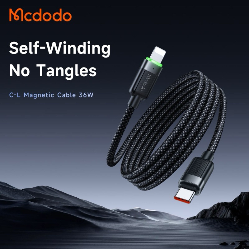 Cáp Sạc Tự Quấn Từ Tính Type C to L Mcdodo 36W Magnetic Self-Winding ...