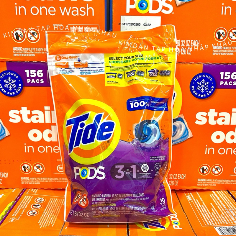 [TÚI 39 VIÊN] VIÊN GIẶT QUẦN ÁO TIDE PODS 3IN1 TÚI 39 VIÊN NHẬP KHẨU MỸ ...