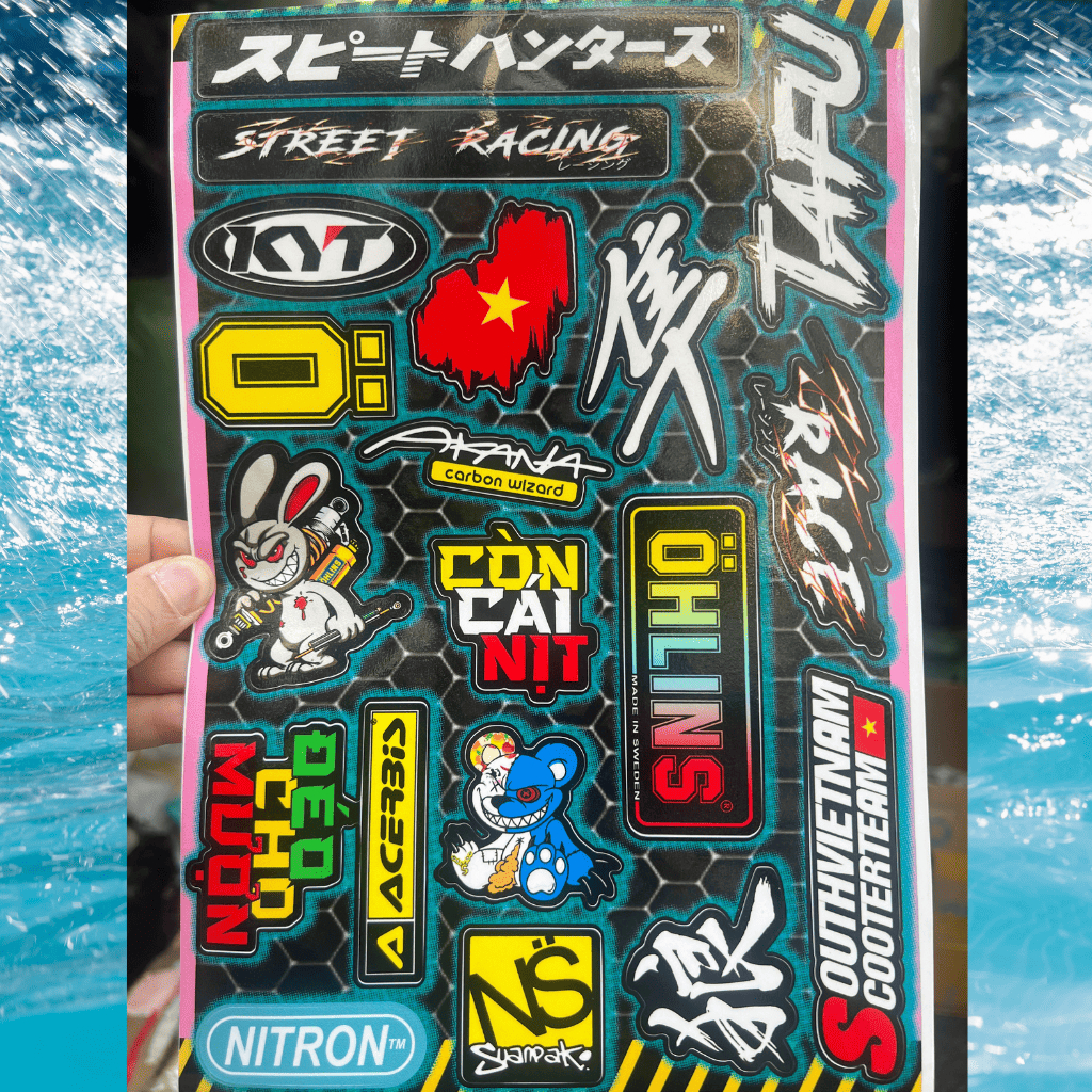 Tem dán xe chữ nhật trung kyt tafu race ohlin 20cm x 30cm dán mọi bề ...