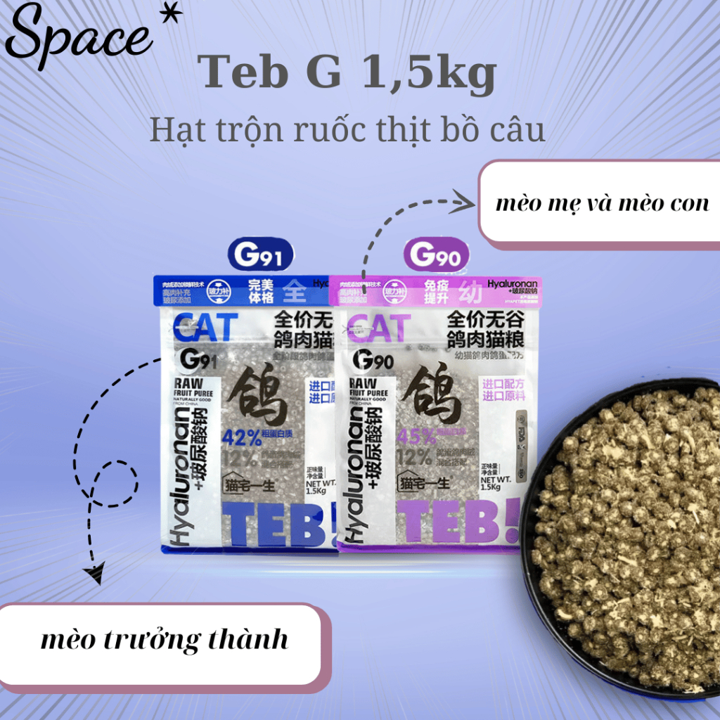 [TEB G] hạt teb g mix ruốc thịt chim bồ câu cho mèo mẹ , mèo con và mèo ...