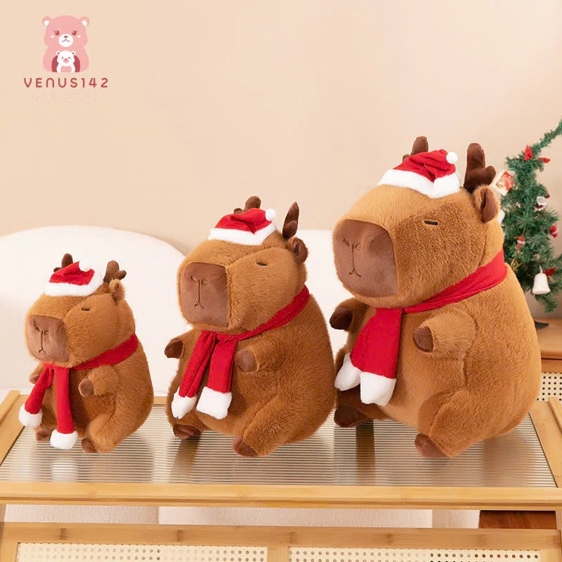 Gấu nhồi bông chuột Capybara Noel đội mũ Giáng Sinh quàng khăn nhồi ...