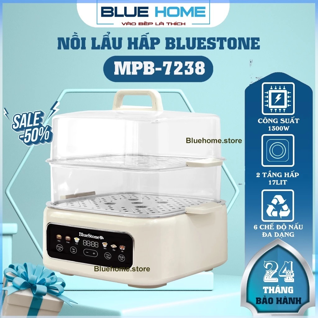 Nồi Lẩu Hấp Đa Năng Bluestone MPB-7238, 1300w - 17Lit, Điều Khiển Cảm ...