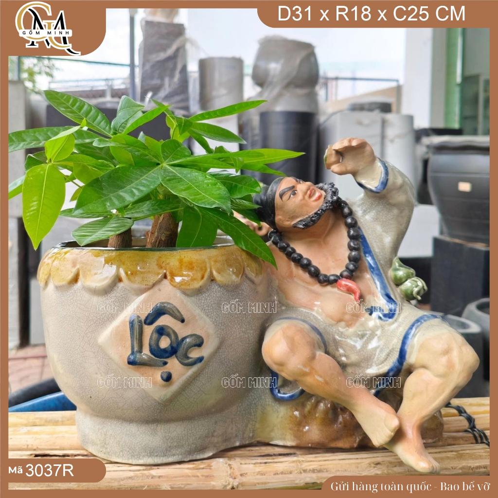 Chậu tượng Trương Phi say vò, chậu tượng bonsai, chậu tượng trồng cây ...