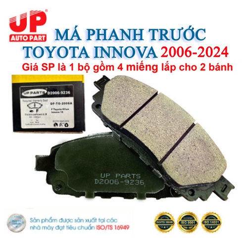 Má phanh, Bố thắng đĩa trước ô tô TOYOTA INNOVA 2006-2022, HILUX 2.5 ...