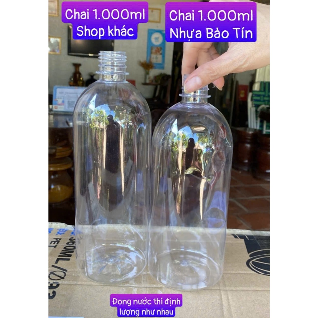 Sỉ kiện 100 chai 1000ml, chai 1 lít nhựa tròn - chai đựng trà sữa, nước ...