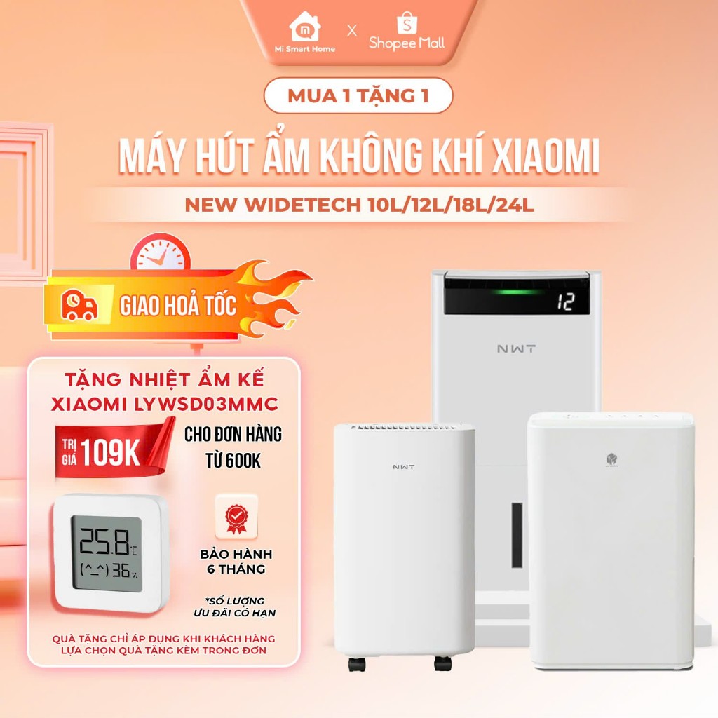 Máy hút ẩm không khí thông minh New Widetech 10L/12L/18L/24L/30L/60L Công suất cao, Bộ lọc Ion ...