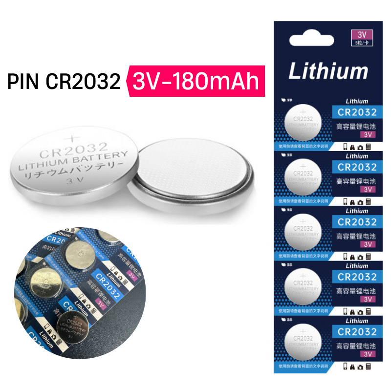 Pin CR2032 3V 180mAh dành cho remote, smartkey oto xe máy , máy đo ...