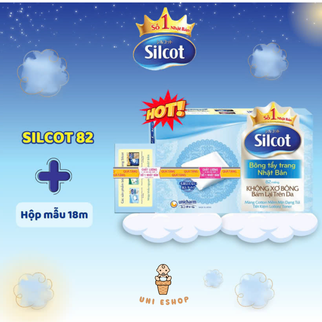 Bông tẩy trang/ trang điểm SILCOT ( Hộp 82 miếng ) nhập khẩu Nhật Bản ...