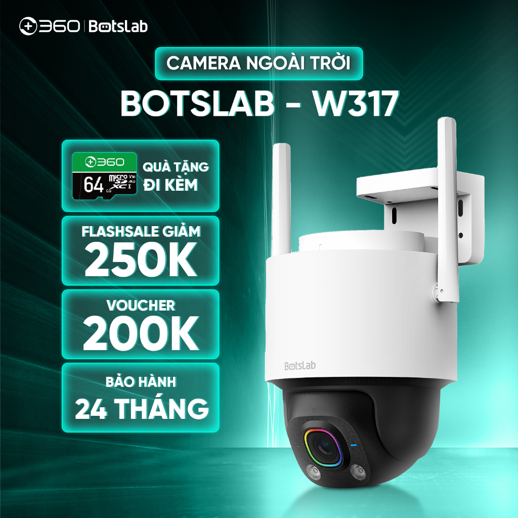 [TẶNG THẺ NHỚ 64GB] Camera Ngoài Trời Xoay 360° BOTLABS W317 - Video 3K ...