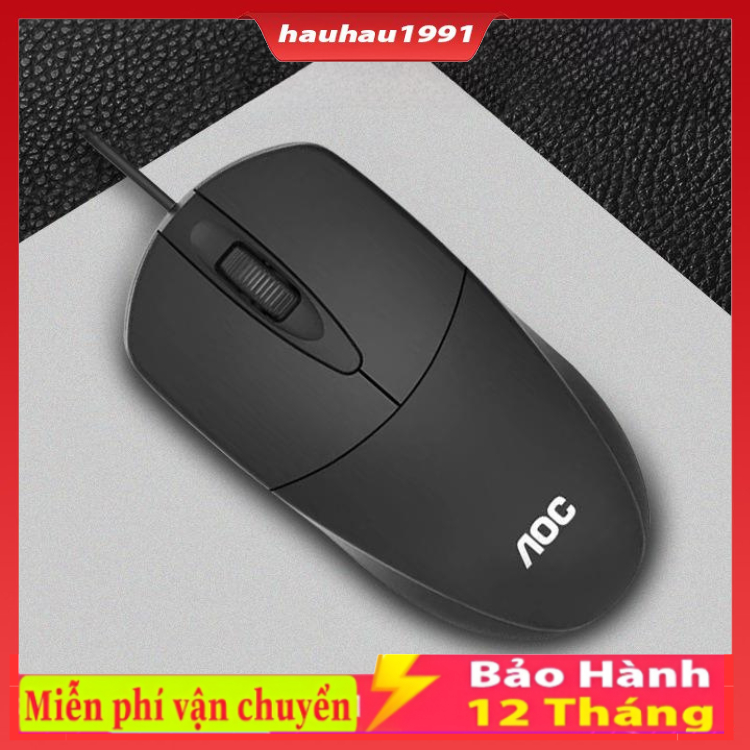 Chuột AOC MS121 có dây USB cảm biến quang học hiệu suất cao 1200 DPI với bề mặt mịn, Bảo Hành 12 ...