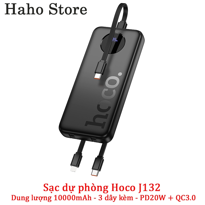 Sạc dự phòng Hoco J132 dung lượng 10000mAh kèm 3 dây sạc hỗ trợ sạc nhanh PD20W + QC3.0 | Shopee ...