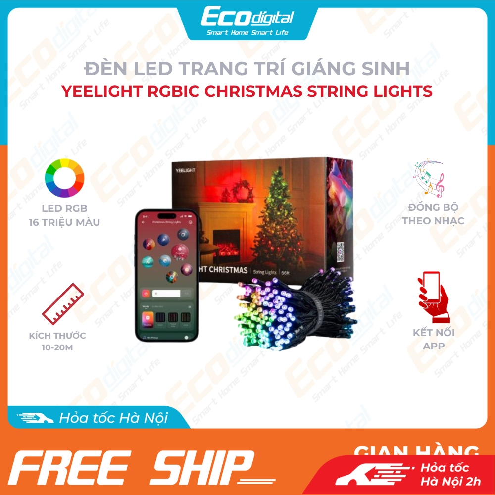 Đèn giáng sinh Yeelight Christmas String Lights 16 triệu màu, hơn 20 ...