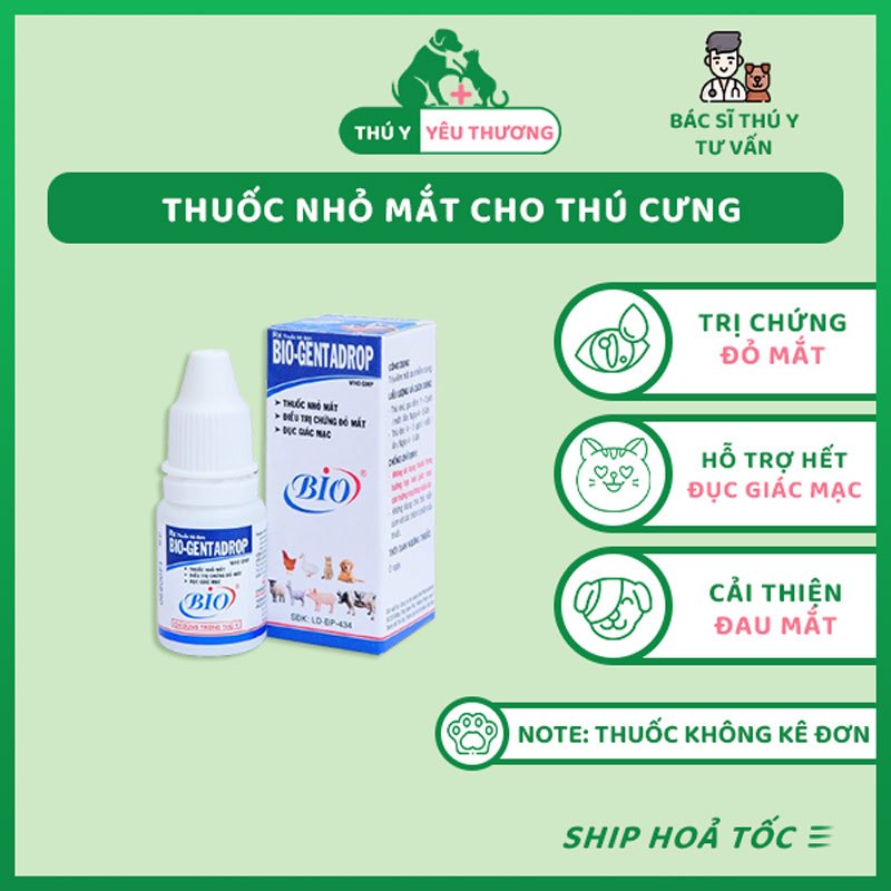 [Chính Hãng Bio] Dung dịch nhỏ mắt Bio Genta Drop cho chó mèo chai 10ml ...