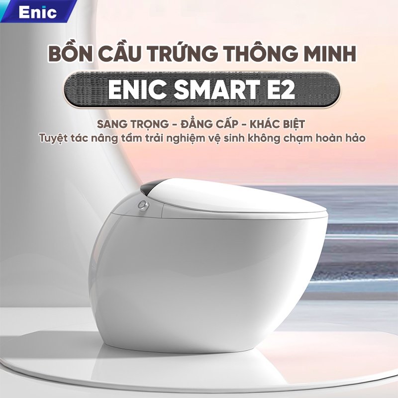 Bồn cầu trứng thông minh Enic Smart E2, chất liệu gốm cao cấp, khử ...
