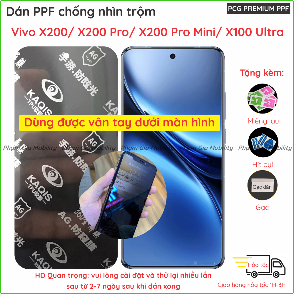 Dán PPF chống nhìn trộm cho Vivo X200 Pro Mini/ X200S S/ X100 Ultra/ Iqoo Neo 10 Pro Ul dùng ...