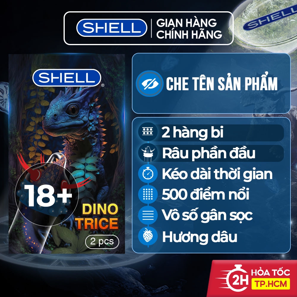 Bao cao su Shell Dino Trice - 1 bao gai, 2 hàng bi + 1 bao Shell ...