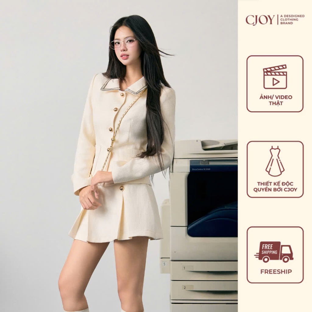 Set áo vest chân váy thiết kế CJOY áo có đệm vaiphong cách cá tính sang ...