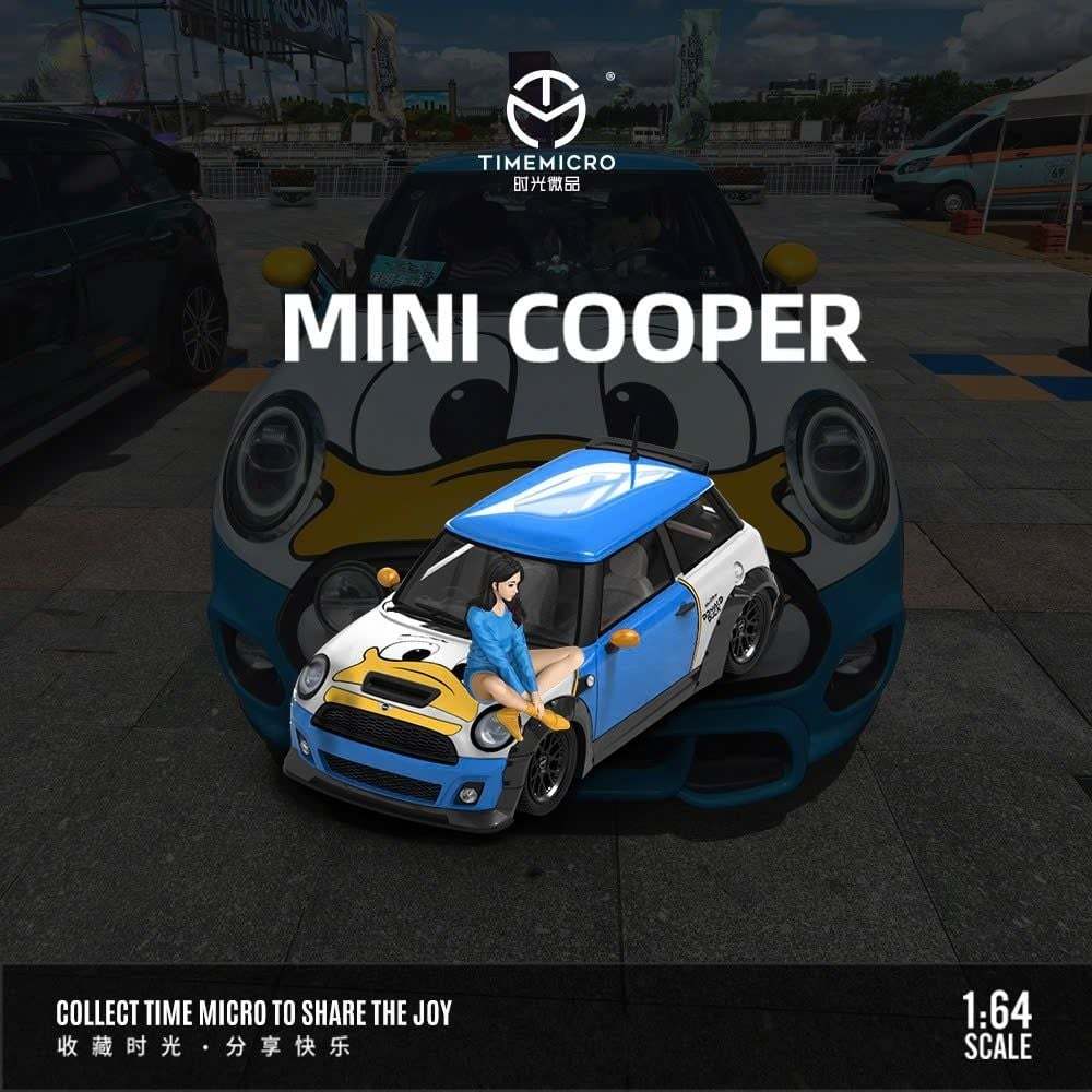 Mô hình xe Mini Cooper Donald Duck blue Limited Edition 599pcs tỉ lệ 1: ...