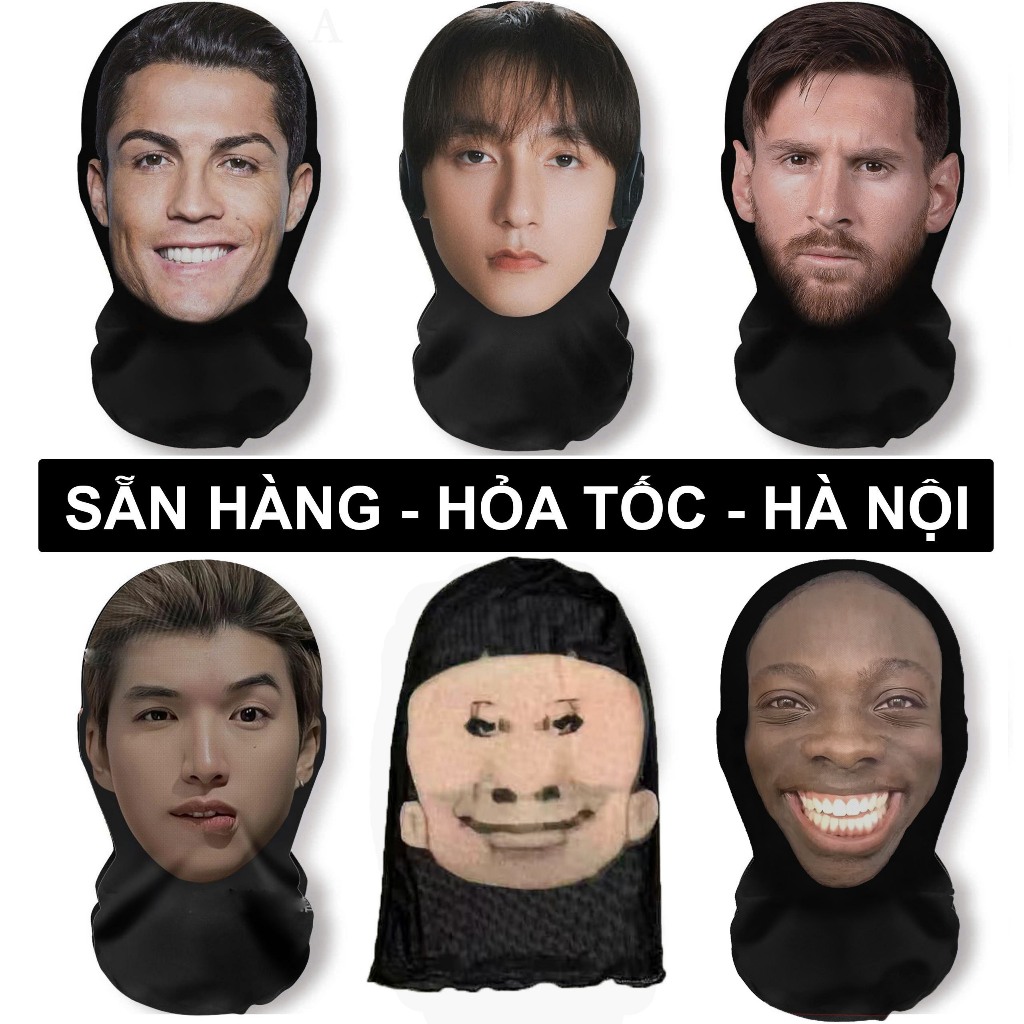 Mũ trùm đầu hình nhân vật nổi tiếng messi, ronaldo, sơn tùng, jack ...