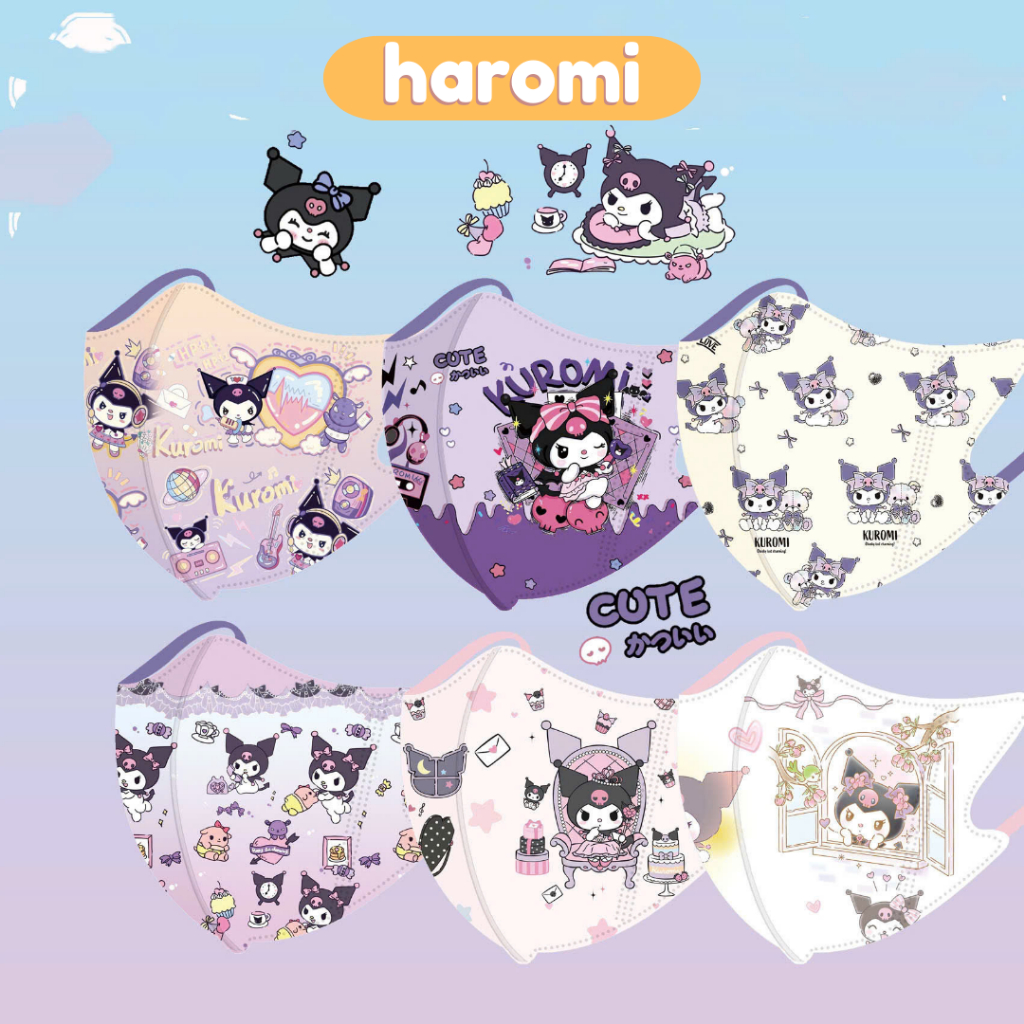 Khẩu trang 3D cute trẻ em in hình Kuromi cho bé 3-12 tuổi - khẩu trang Haromi H08 | Shopee Việt Nam