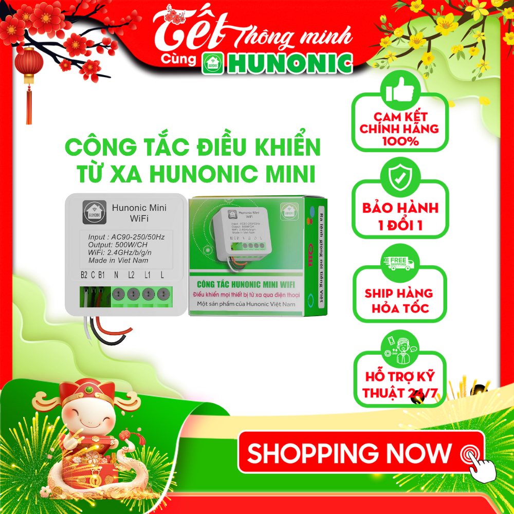 Công tắc Wifi Hunonic Mini 2 kênh 500W/kênh | Shopee Việt Nam