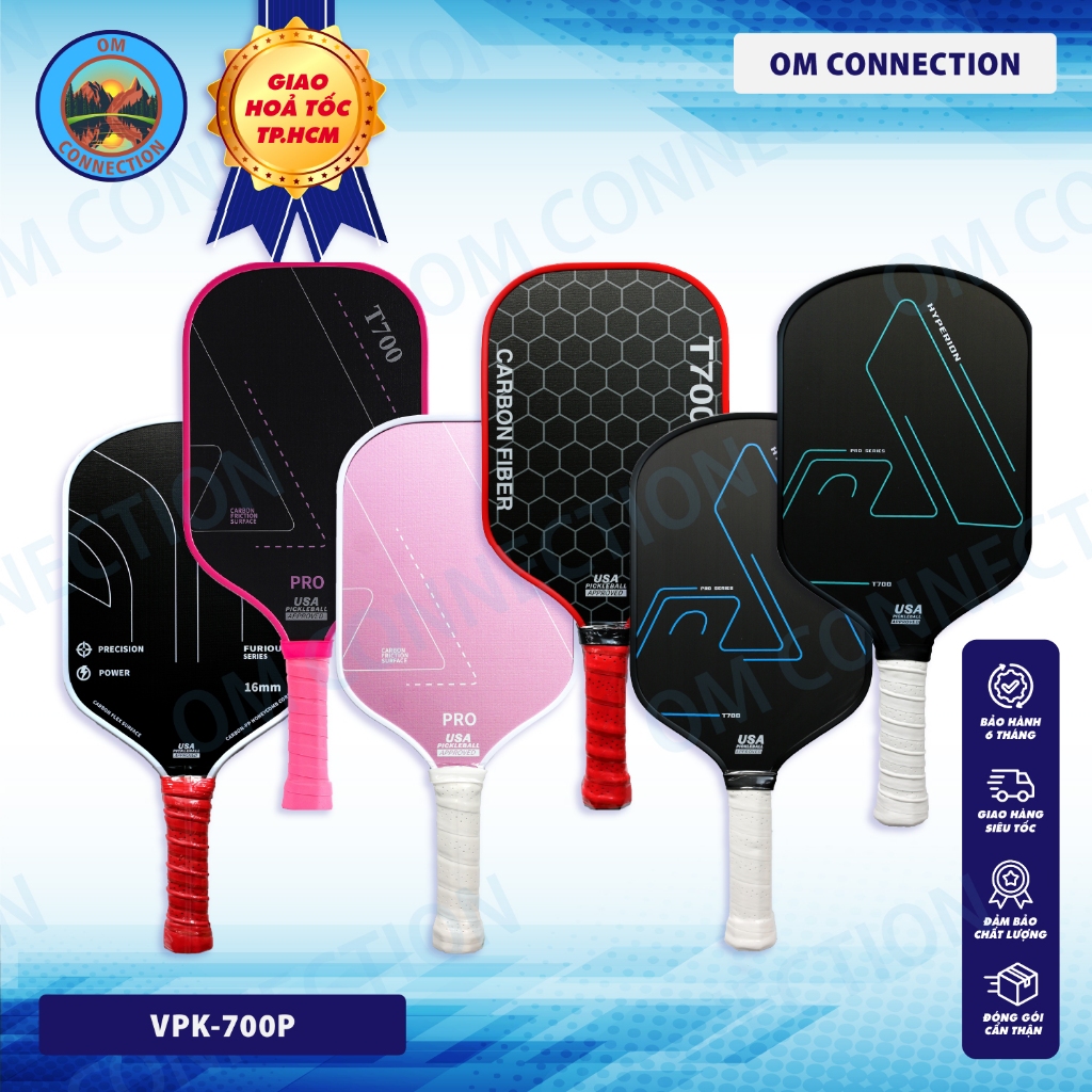 (H.Tốc HCM) Vợt Pickleball T700 Pro mặt vợt dán / phủ carbon siêu nhẹ nhám bám bóng - OM ...