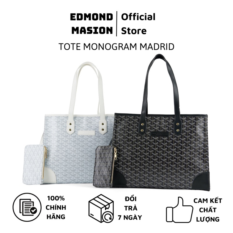 Túi Tote EDMOND MASION da cao cấp có khoá gài kèm ví keychain EDM EMM ...