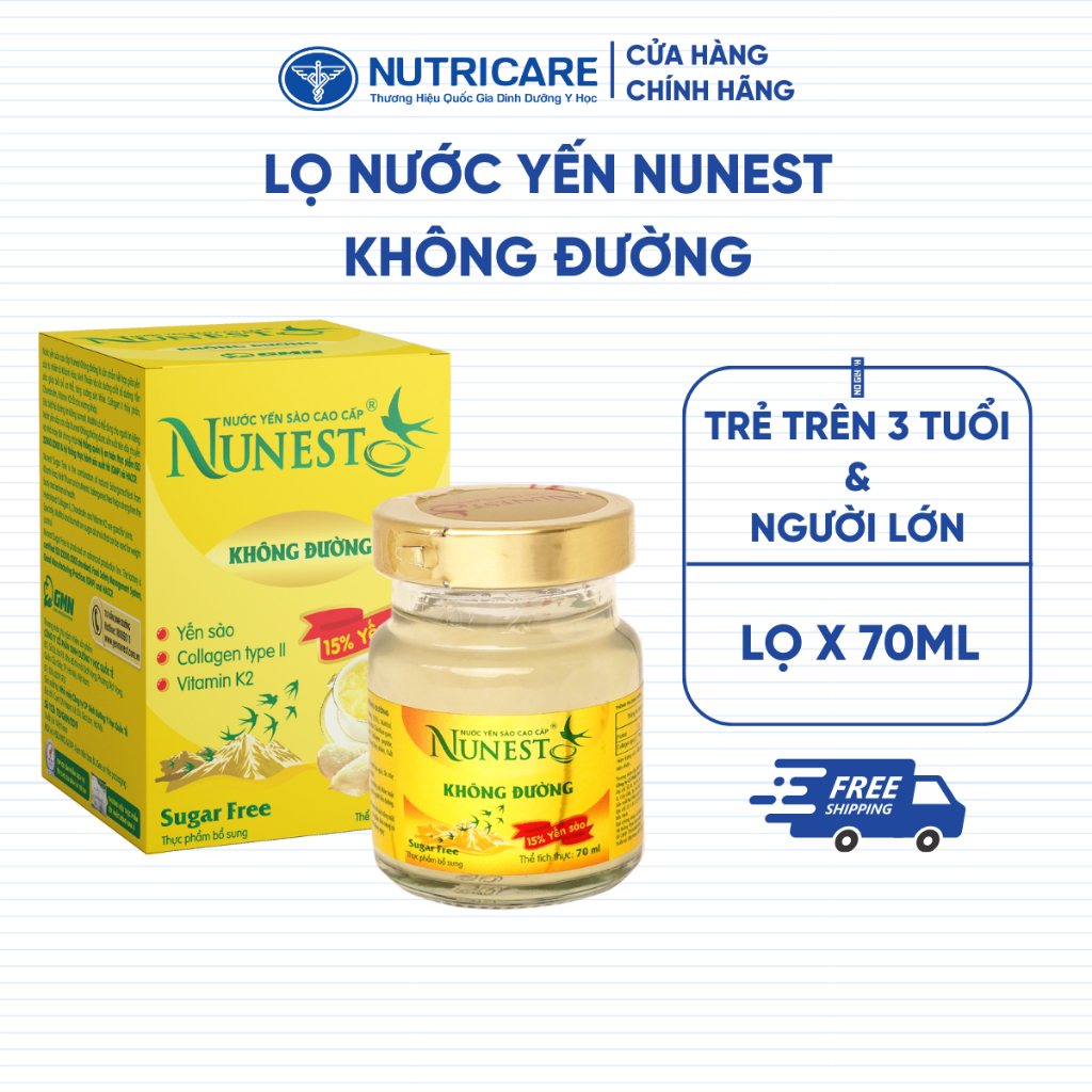 Nước Yến Sào NUNEST KHÔNG ĐƯỜNG 15% Tổ Yến Ổn Định Đường Huyết Cho ...