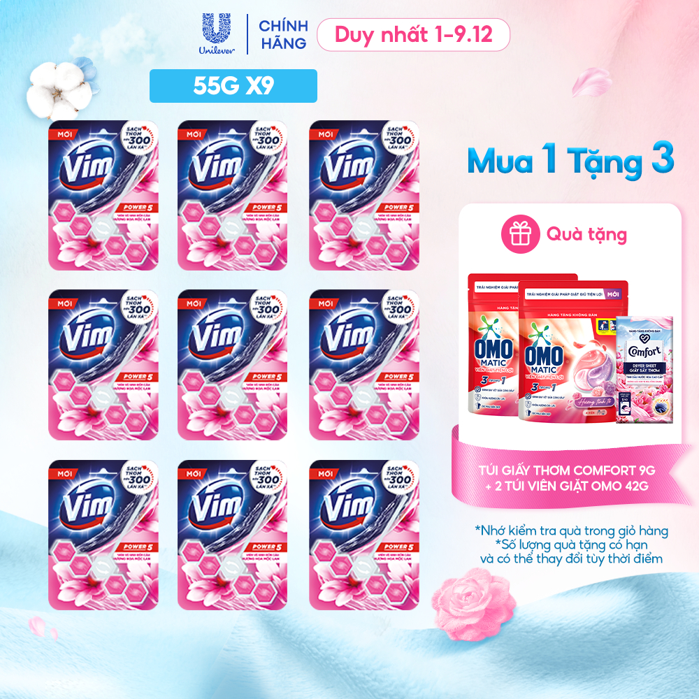 Combo 9 Viên Tẩy Bồn Cầu Vim Power 5 Sạch Khuẩn Thơm Mát (Hương ...