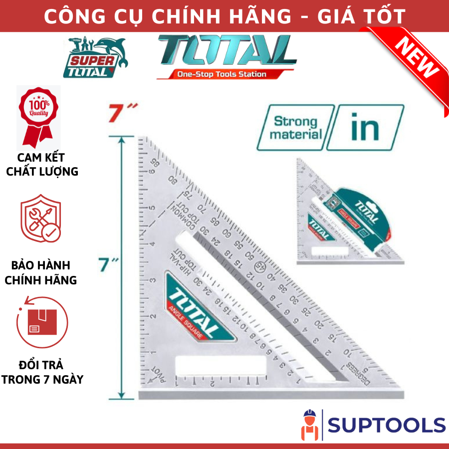 Thước ê ke góc vuông 7 inch 18cm TOTAL TMT61201 Thước eke đo góc trọng lượng nhẹ (Đồ nghề ...