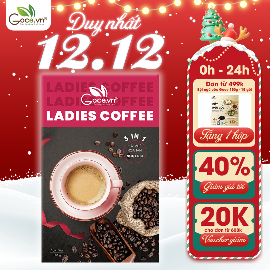 Cà phê Goce - Ladies Coffee Goce hòa tan 3 trong 1 - 144g (8 gói x 18g) | Shopee Việt Nam